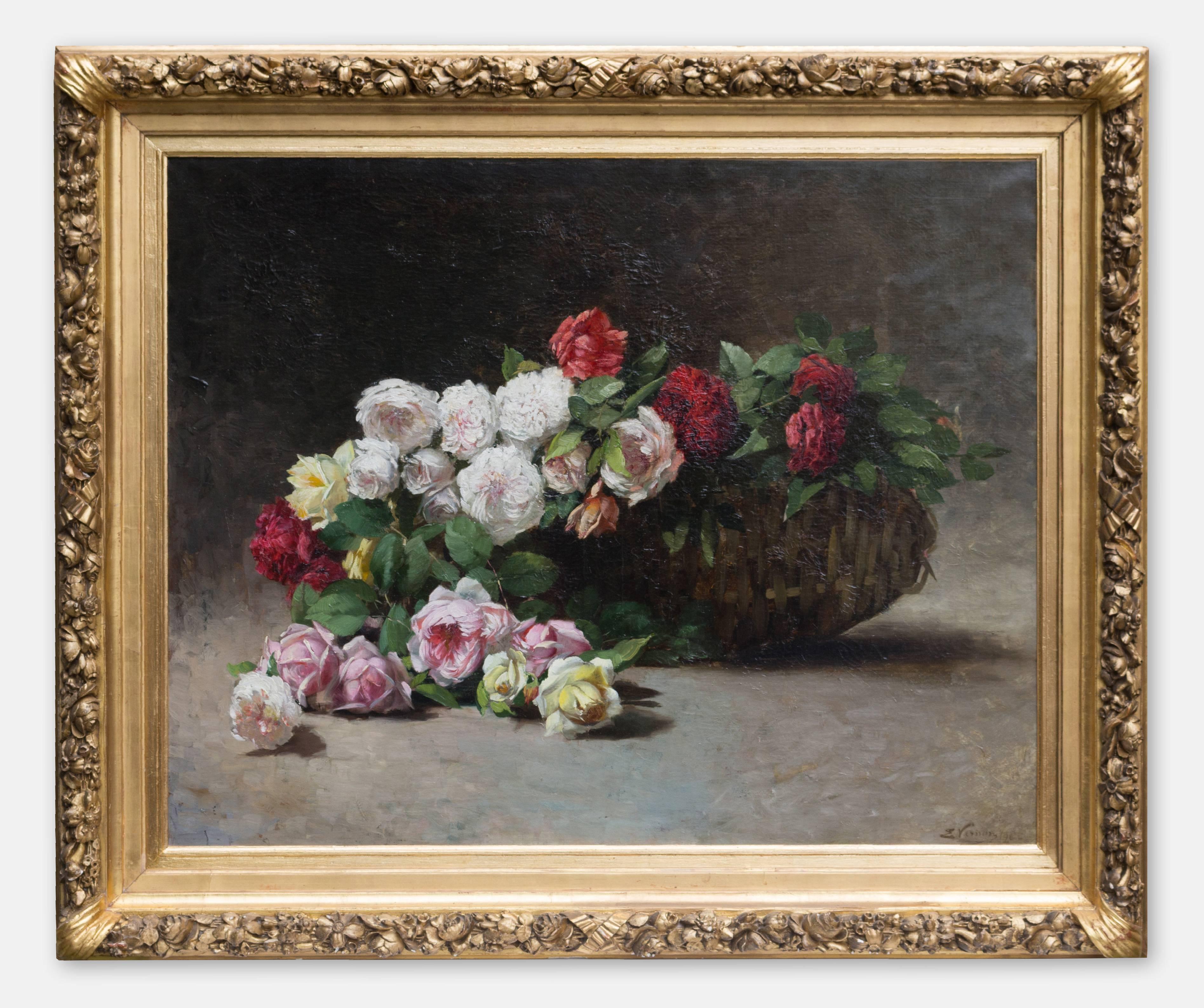Emile Vernon - Emile VERNON 1872-1919 "bouquet de roses" at 1stDibs