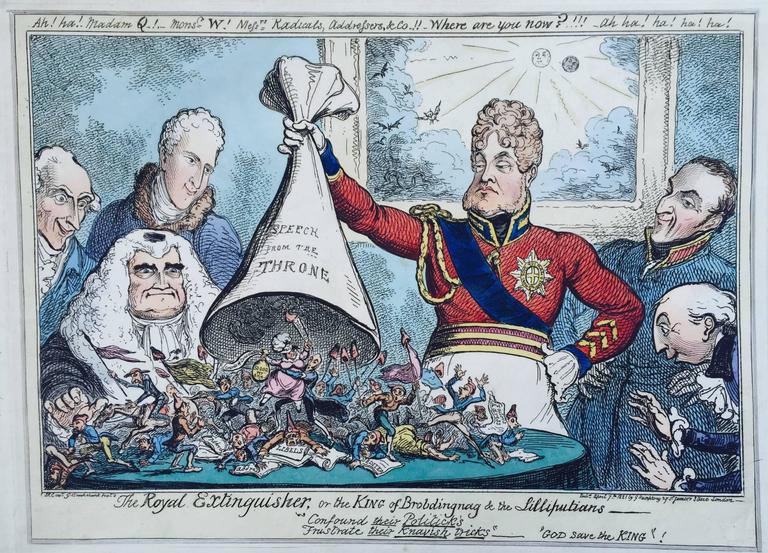 George Cruikshank - The Royal Extinguisher or The King of Brobdingnag ...