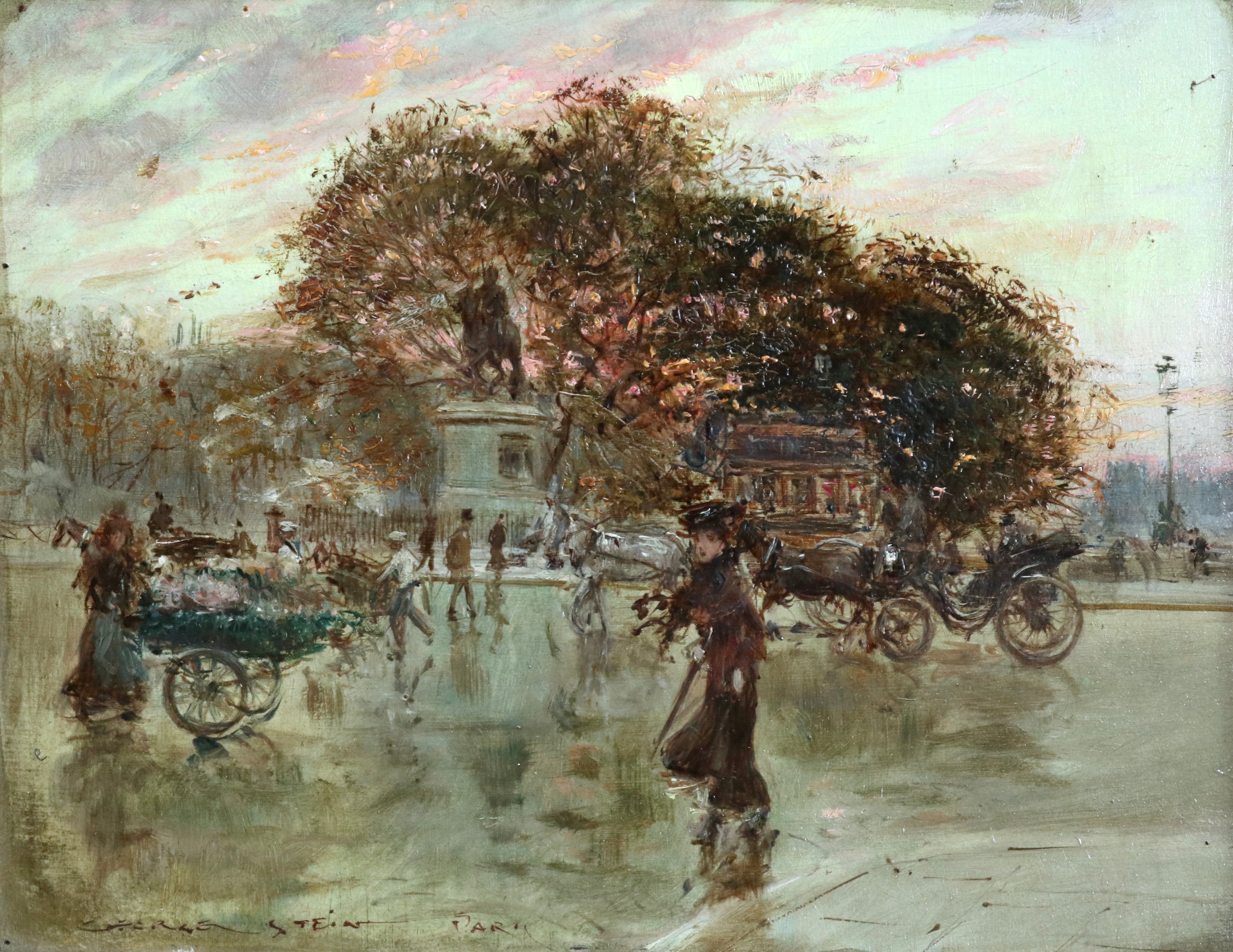 Georges Stein - Paris - La Nuit - Impressionist Oil, Figures at Night ...