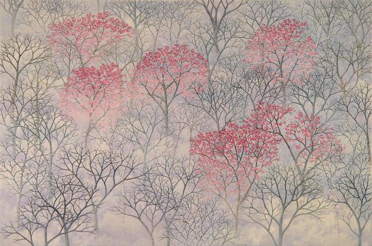 Alan Bray - Alan Bray, Hillside, Casein on panel landscape painting ...