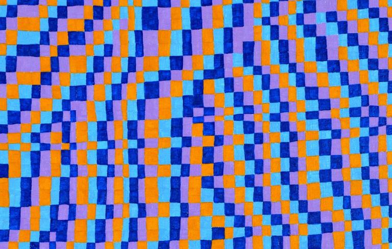 Todd Kelly - Blue/Gold Grid Painting 4 For Sale at 1stDibs