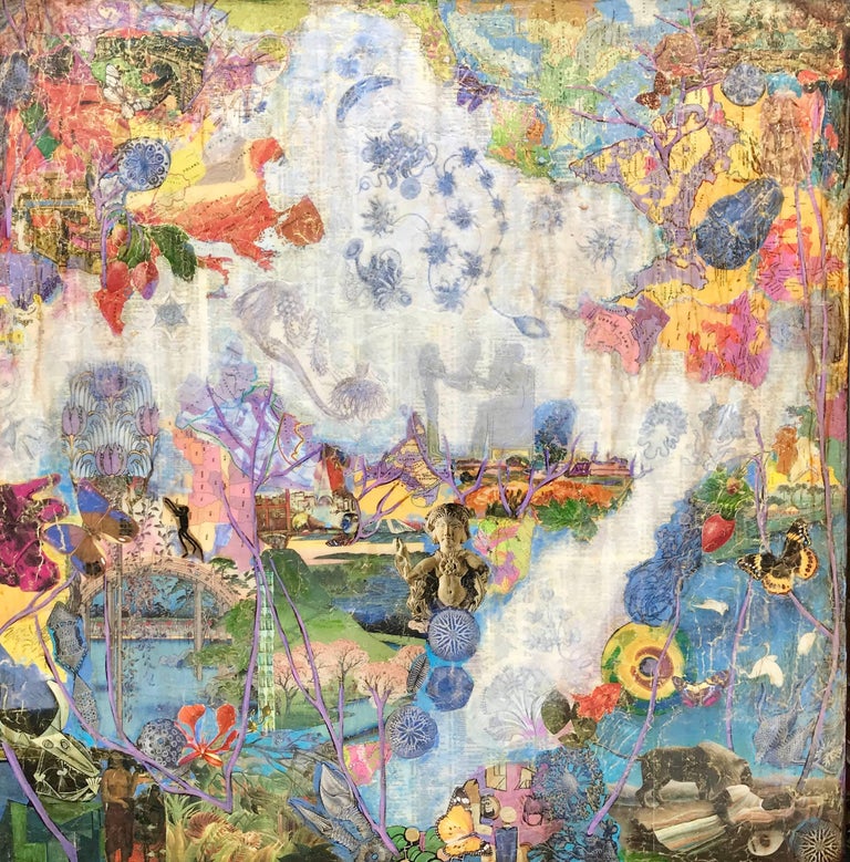 Suzy Scarborough - 'Lavender Vision' Mixed Media Collage Painting For ...