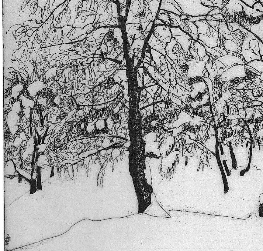 Federica Galli - Etching of snow-clad plateau of birches at 1stDibs