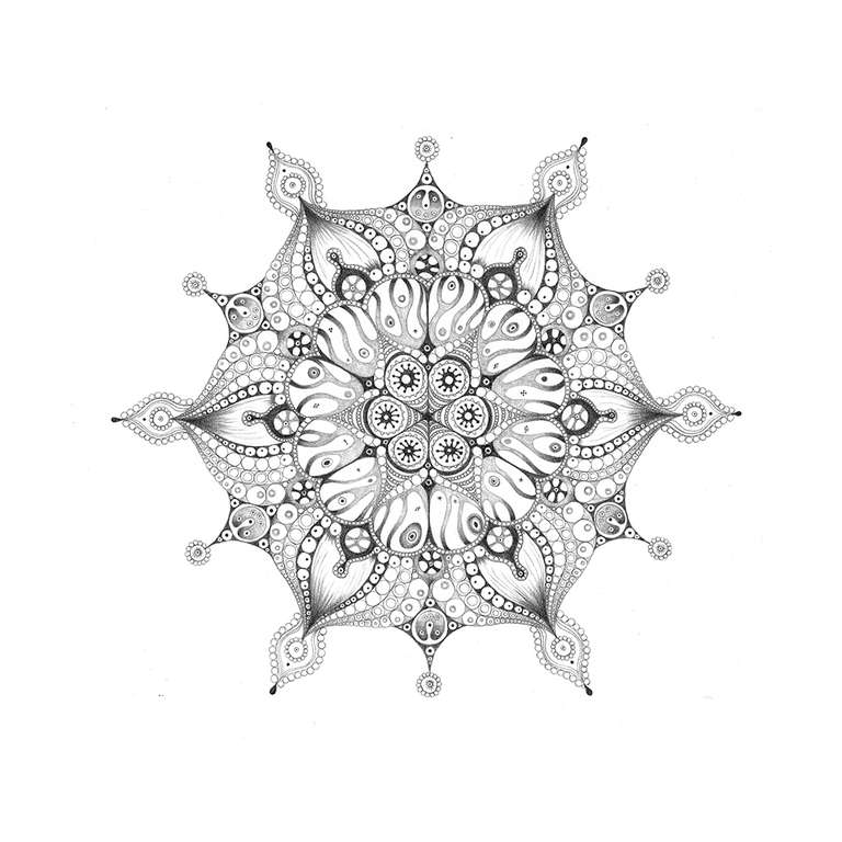 Michiyo Ihara - Planting Day - Mandala Black and White Abstract ...