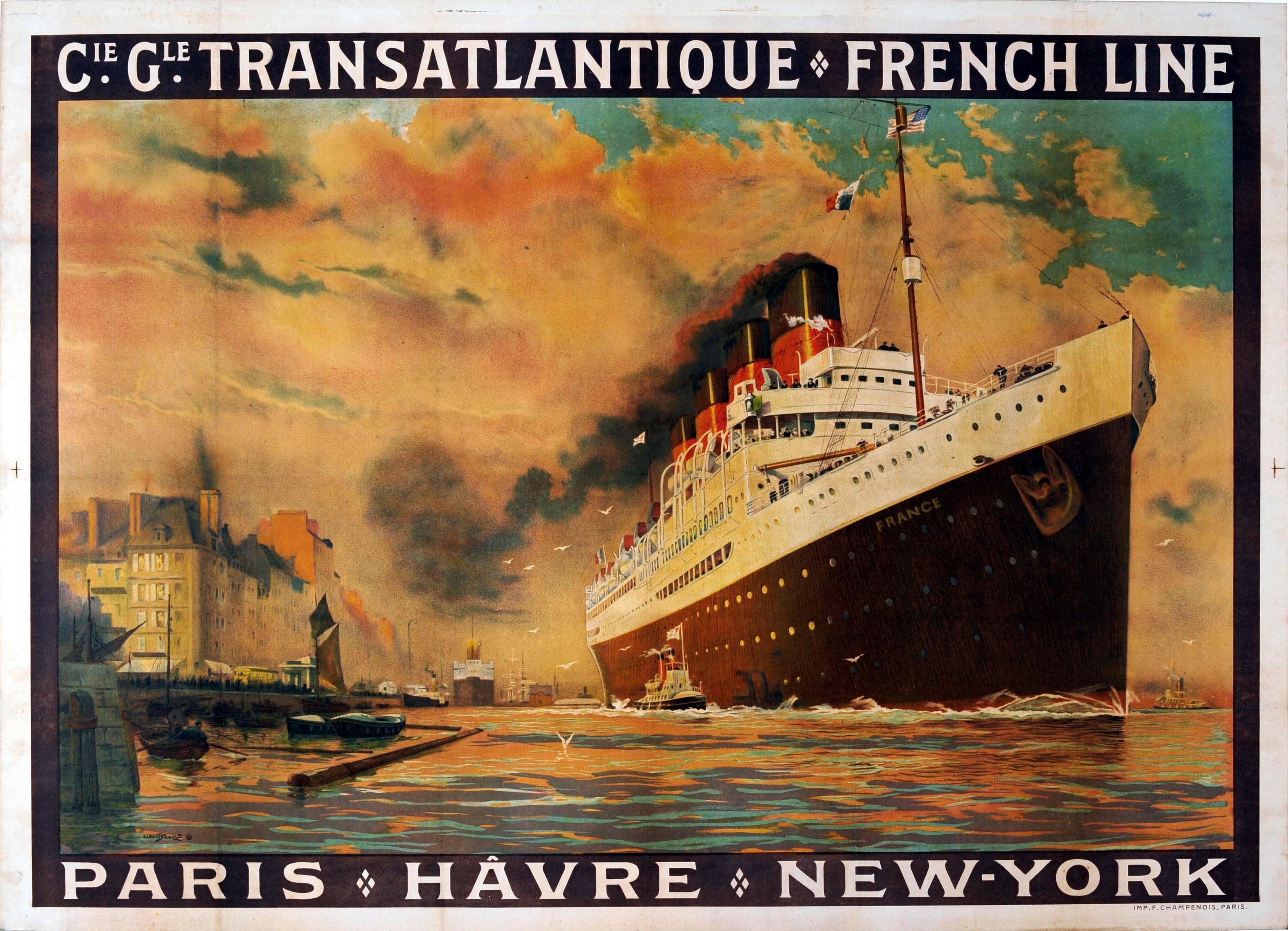 Albert Sebille - Original 1922 CGT French Line Cruise Poster: Paris ...