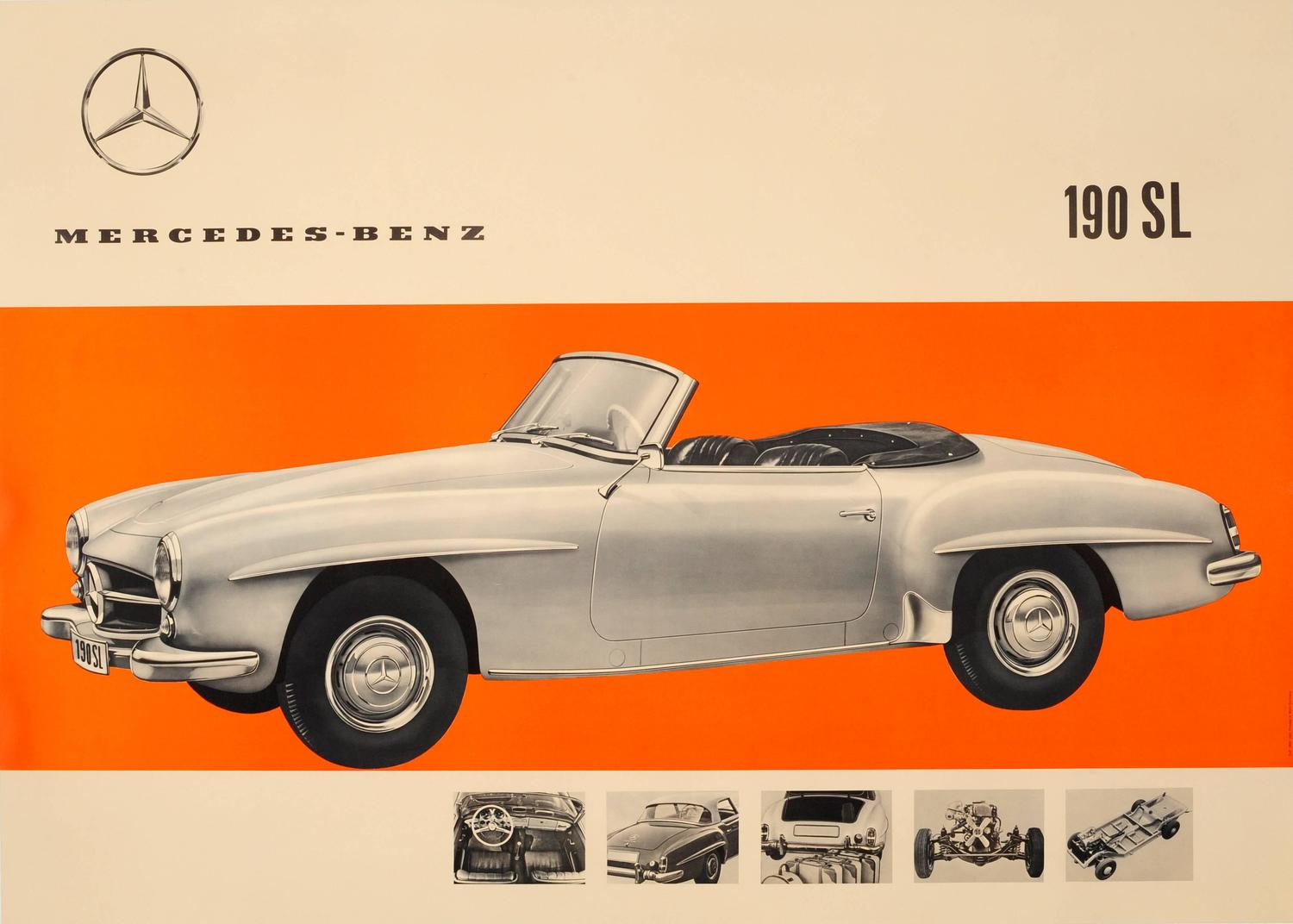 Unknown - Original Vintage Car Advertising Poster For Mercedes Benz 190 ...