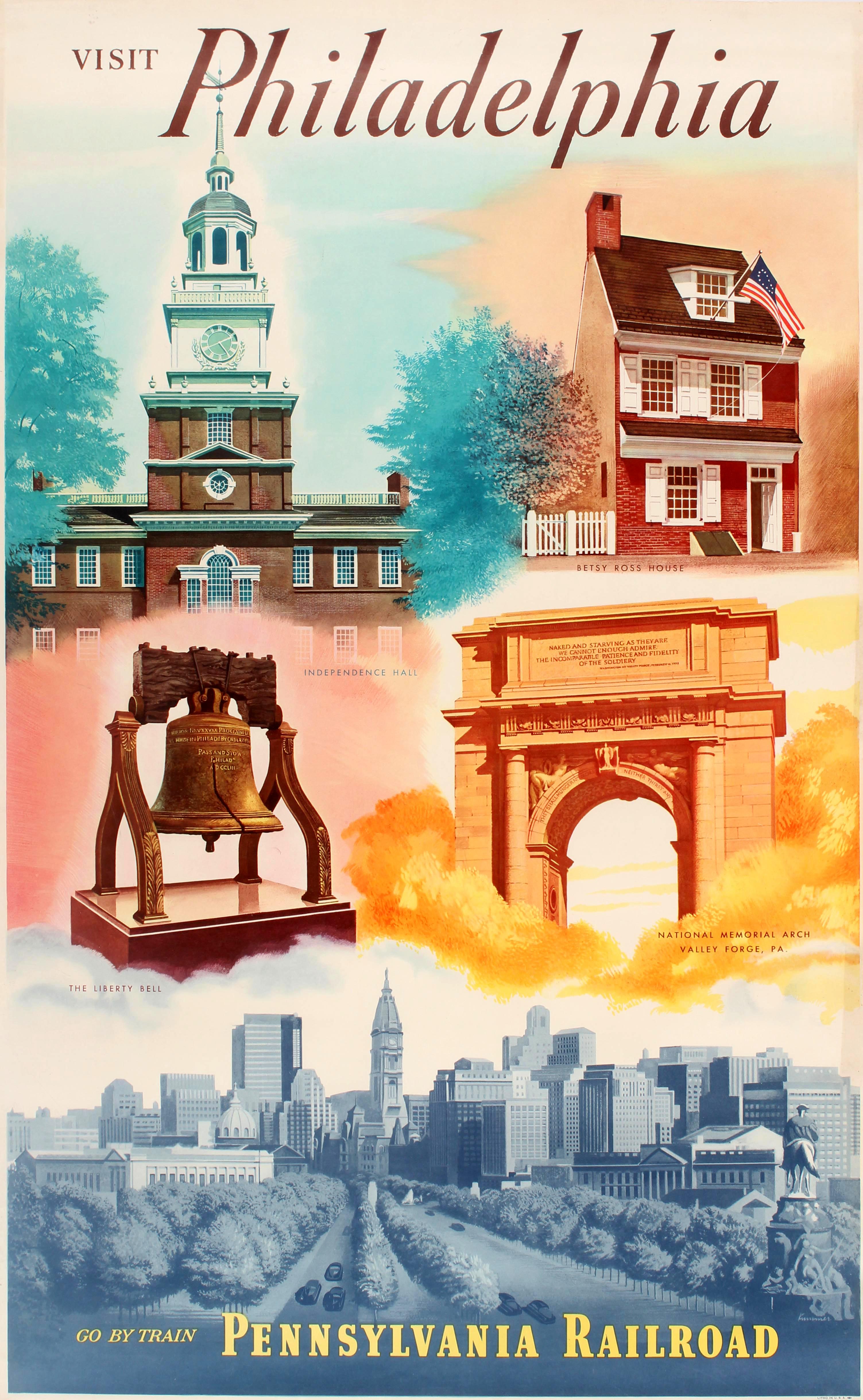 Vintage Pennsylvania Railroad Poster - Visit Philadelphia - Go By Train ...