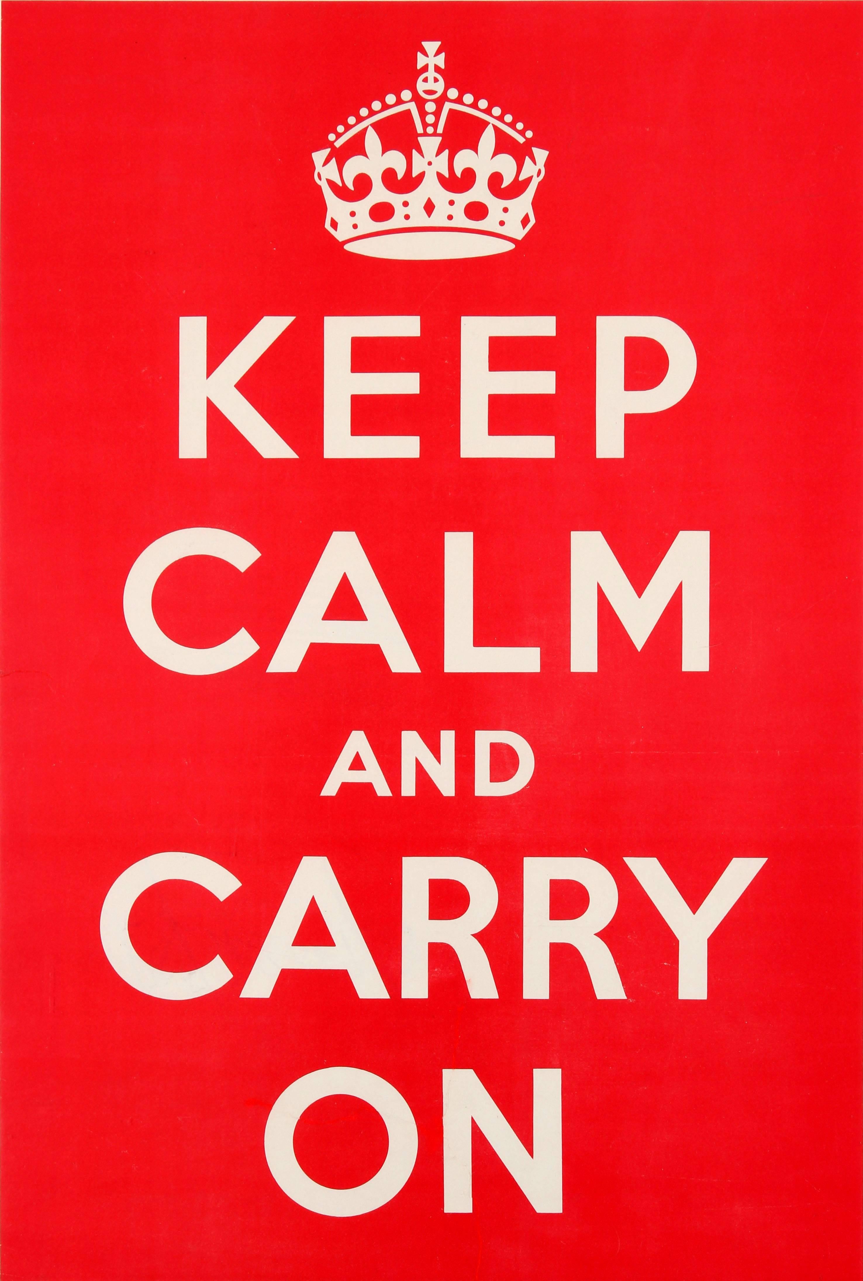 Unknown - Rare Iconic Original Vintage World War Two Poster - Keep Calm ...