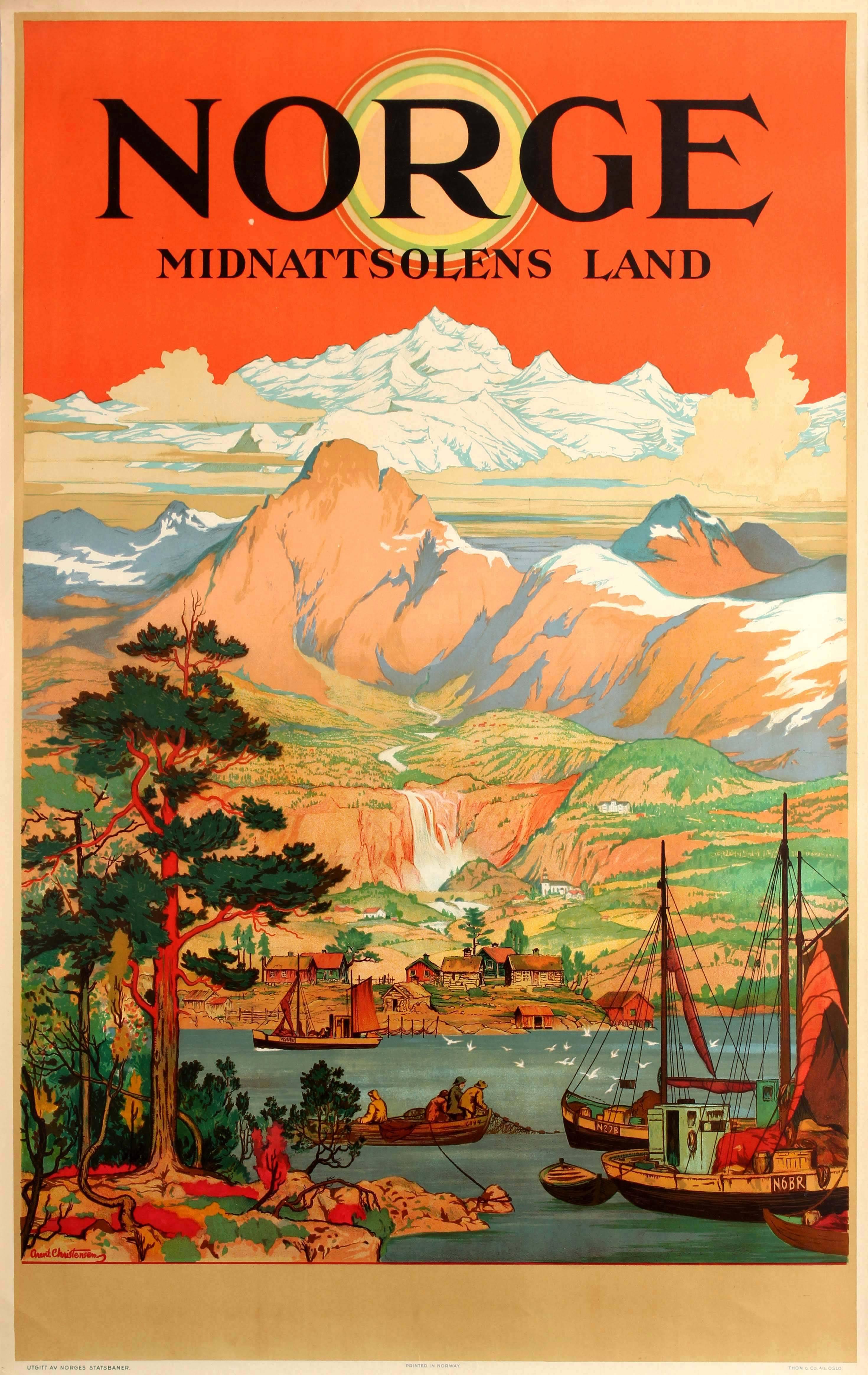 Arent Christensen - Original Norge Statsbaner Railway Poster For Norway ...