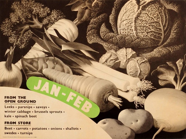 Unknown - Set Of Six Original World War Two Food Posters - Vegetables ...