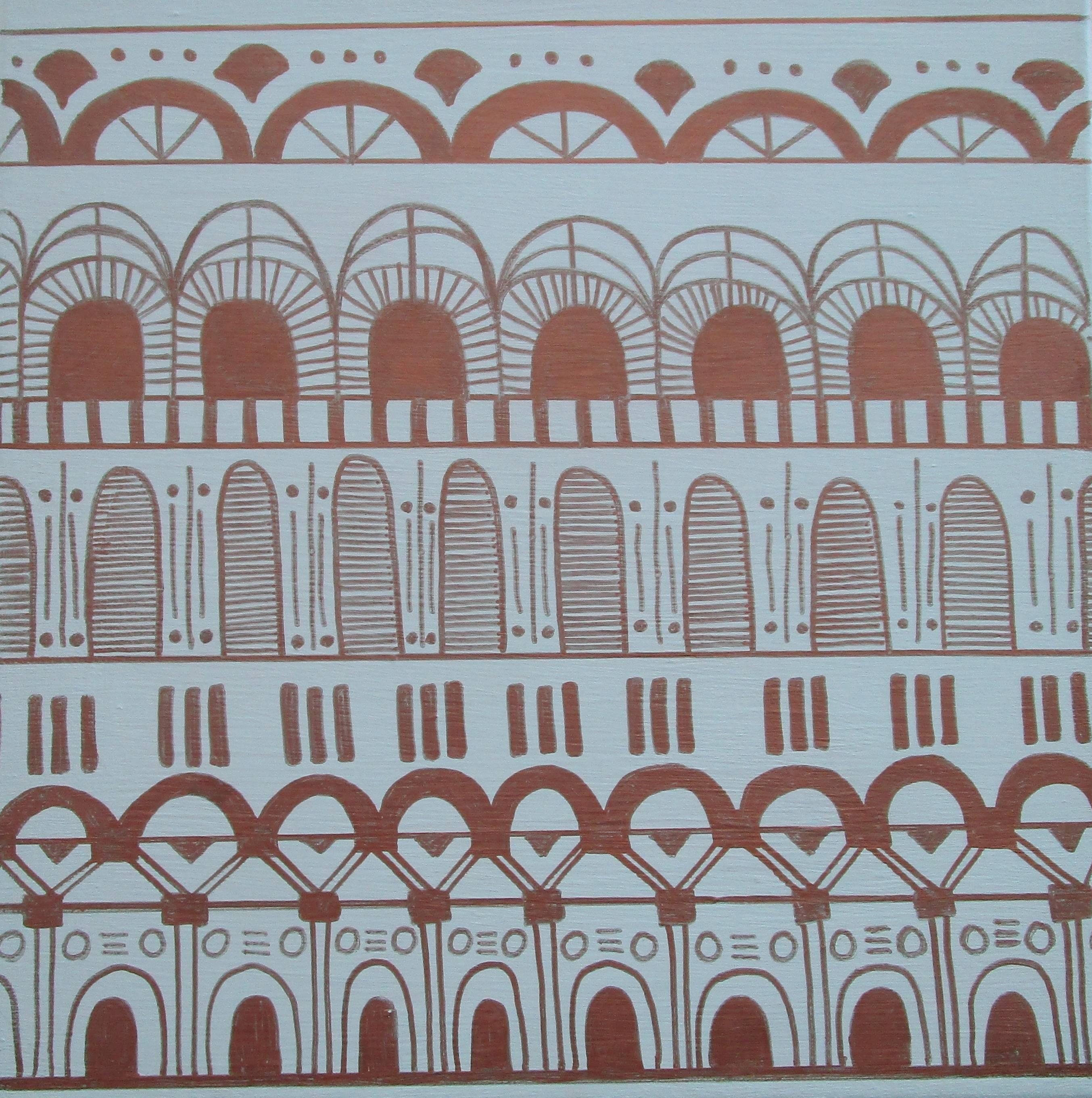 Unknown - Doodle Cities, Light Blue with Copper For Sale at 1stDibs