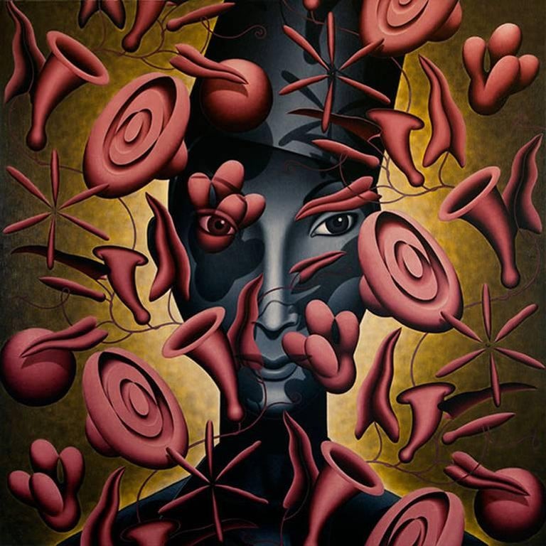 Rupert Gatfield - Papier mural n°1, original, peinture à l'huile, lin ...