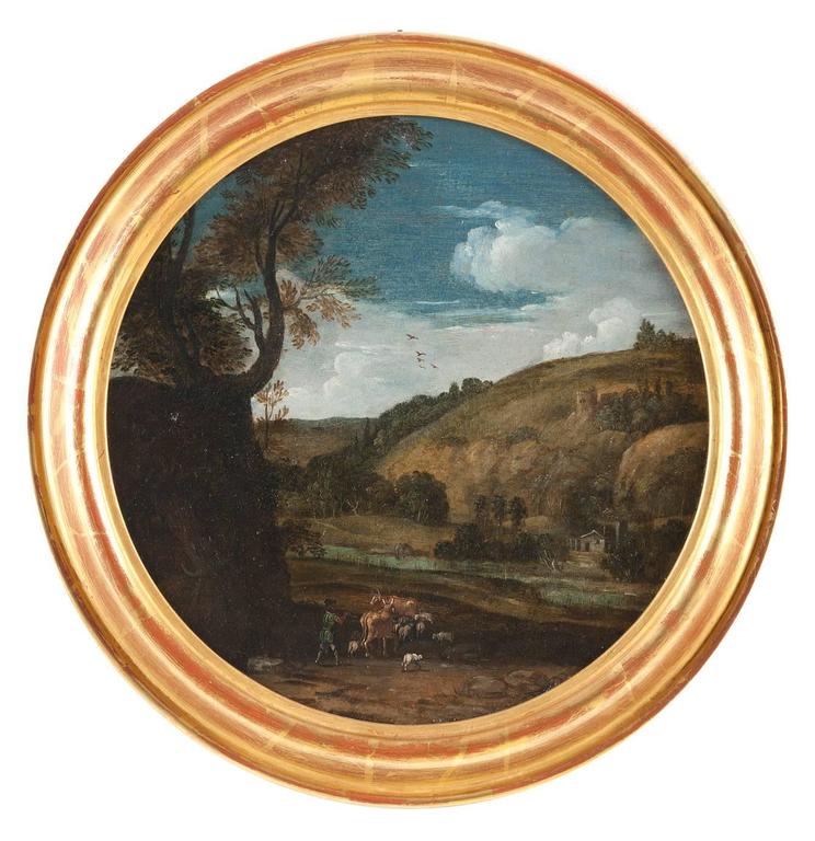 Agostino Tassi - A Pair: Roman Landscapes with figures and ruins For ...