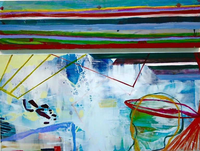 Susan Sharp - "Tumble and Stir" Abstraction in blues, green, burgundy ...