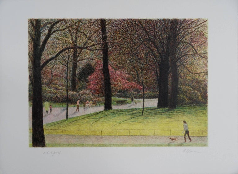 Harold Altman - Central Park Views : A Walk With The Dog - Original ...