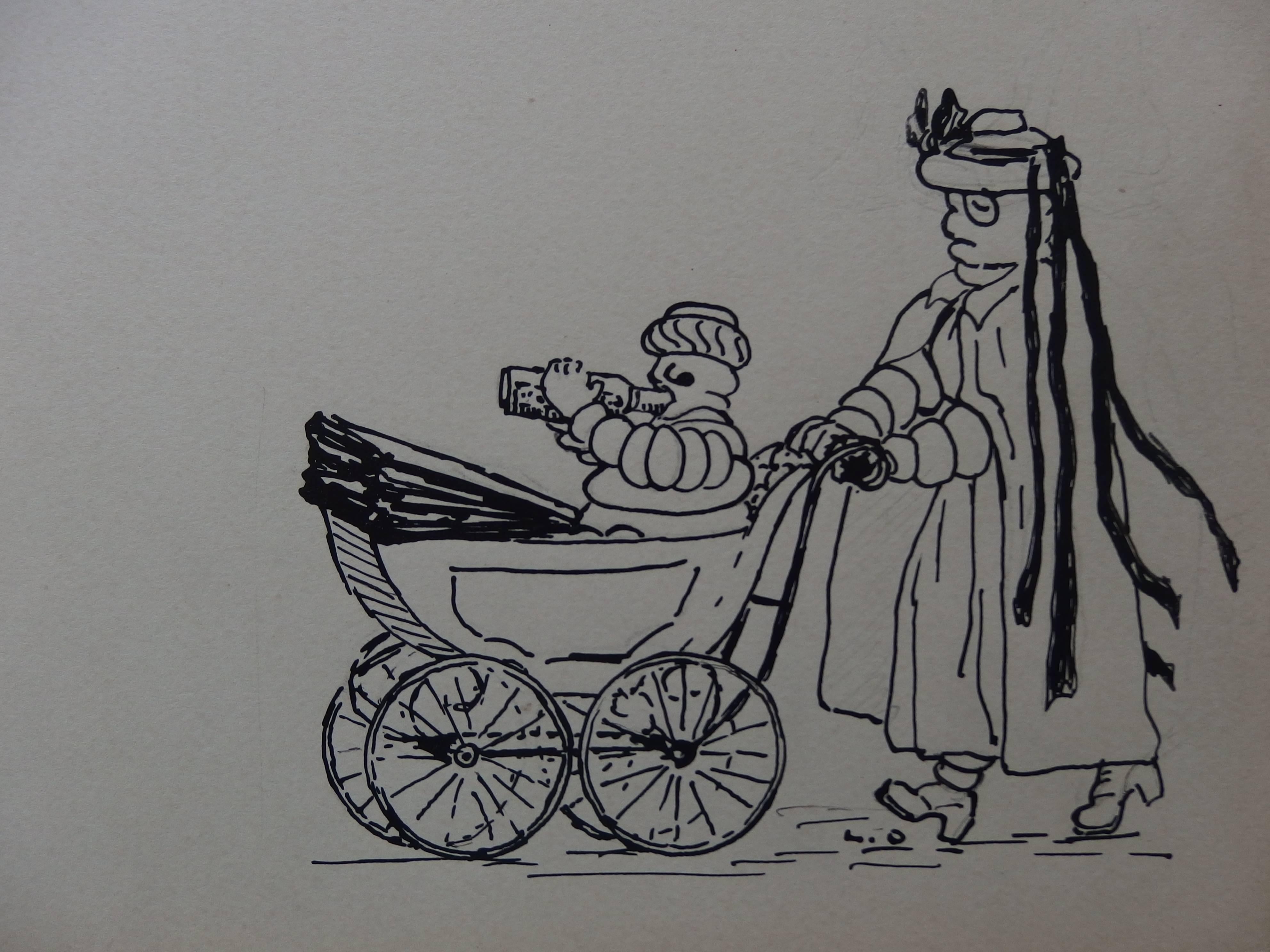 Unknown - Advertisement Michelin (C. 1920) Original ink drawing ...