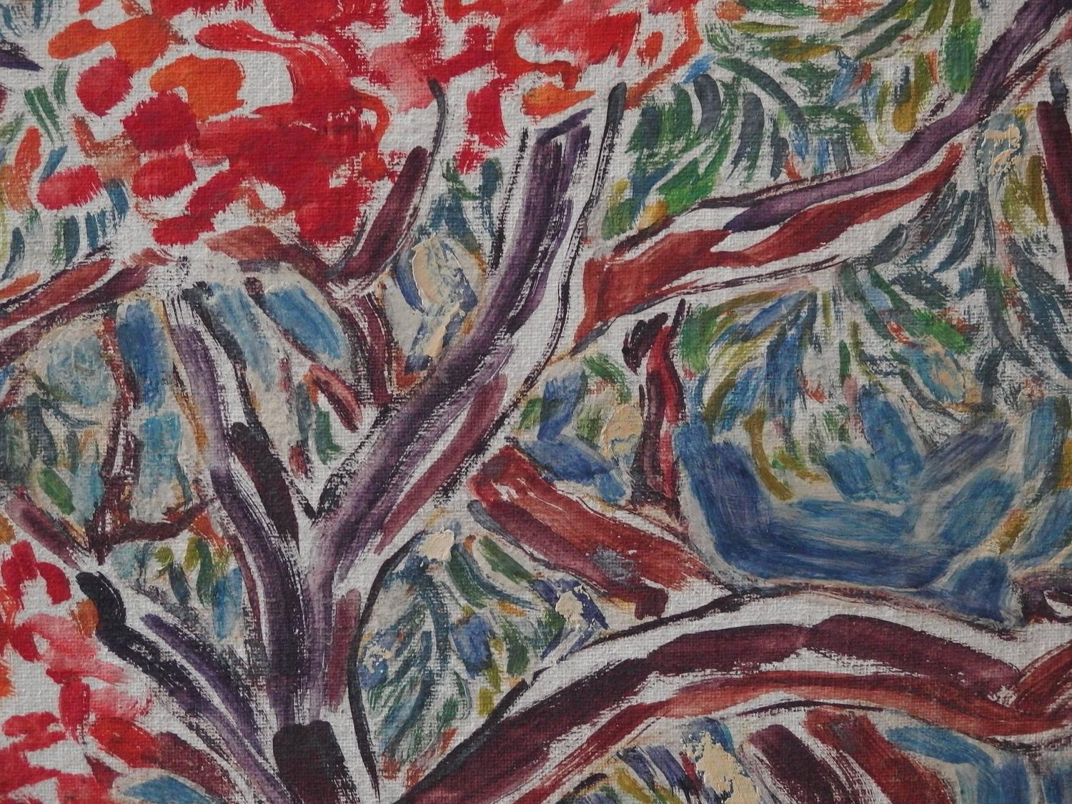 Inji EFFLATOUN - Trees in Blossom in Egypt - Oil painting - Signed ...