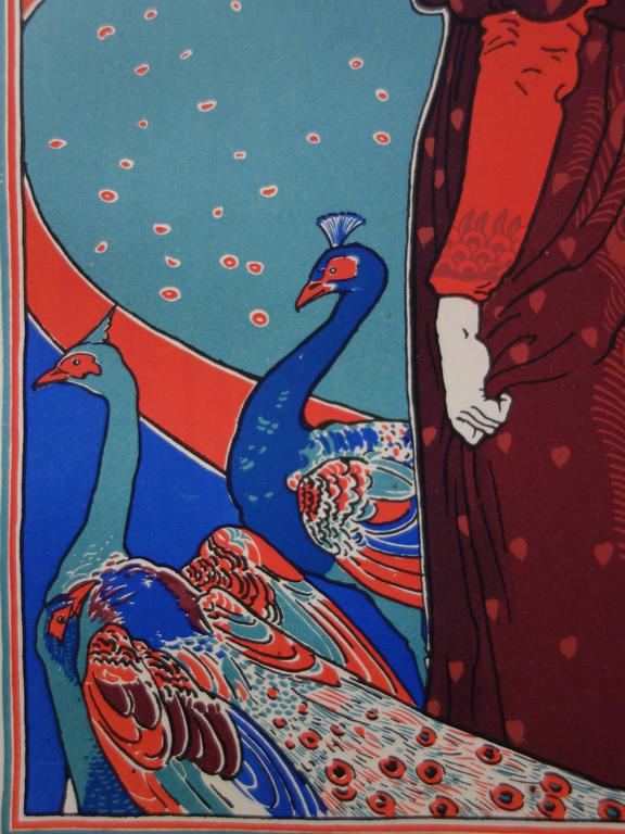 Louis Rhead - La femme au paon - original lithograph (1897/98) at 1stDibs