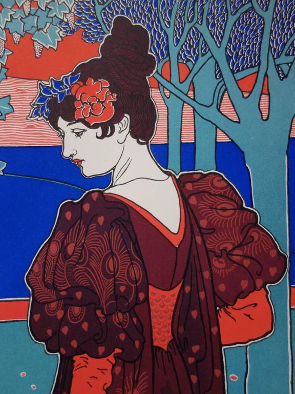 Louis Rhead - La femme au paon - original lithograph (1897/98) at 1stDibs
