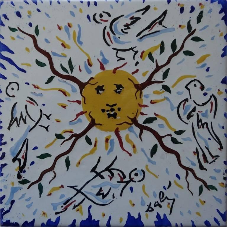 Salvador Dalí­ - Rising Sun - Original ceramic tile - 1954 at 1stDibs
