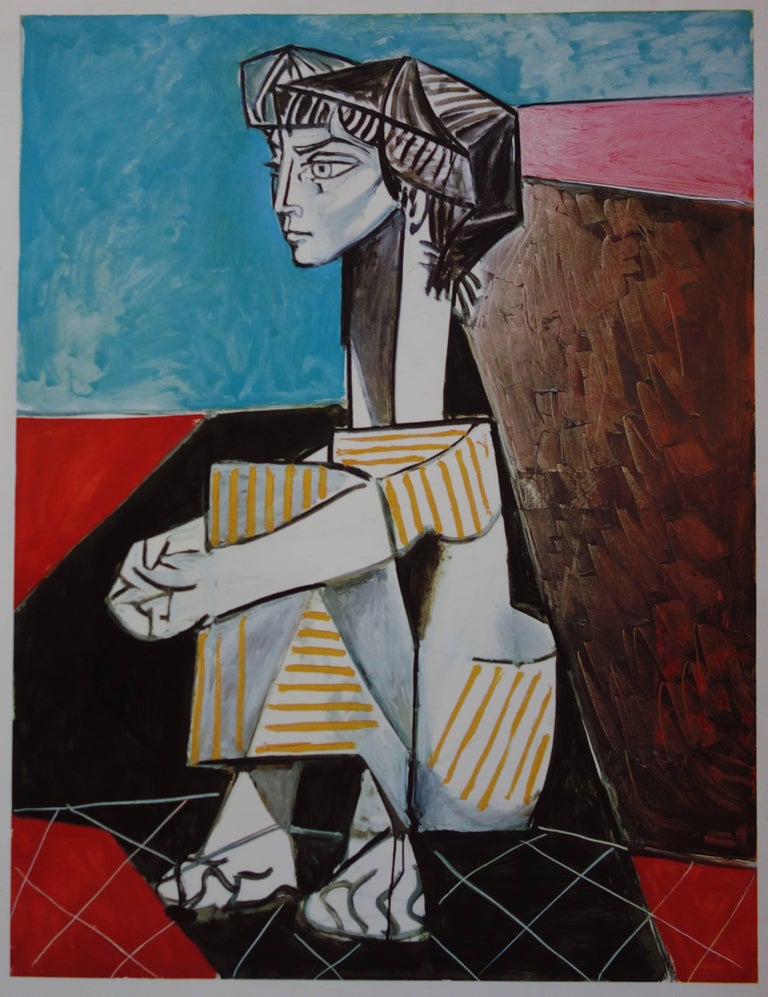 (after) Pablo Picasso - Seated Cubist Woman - Original vintage poster ...