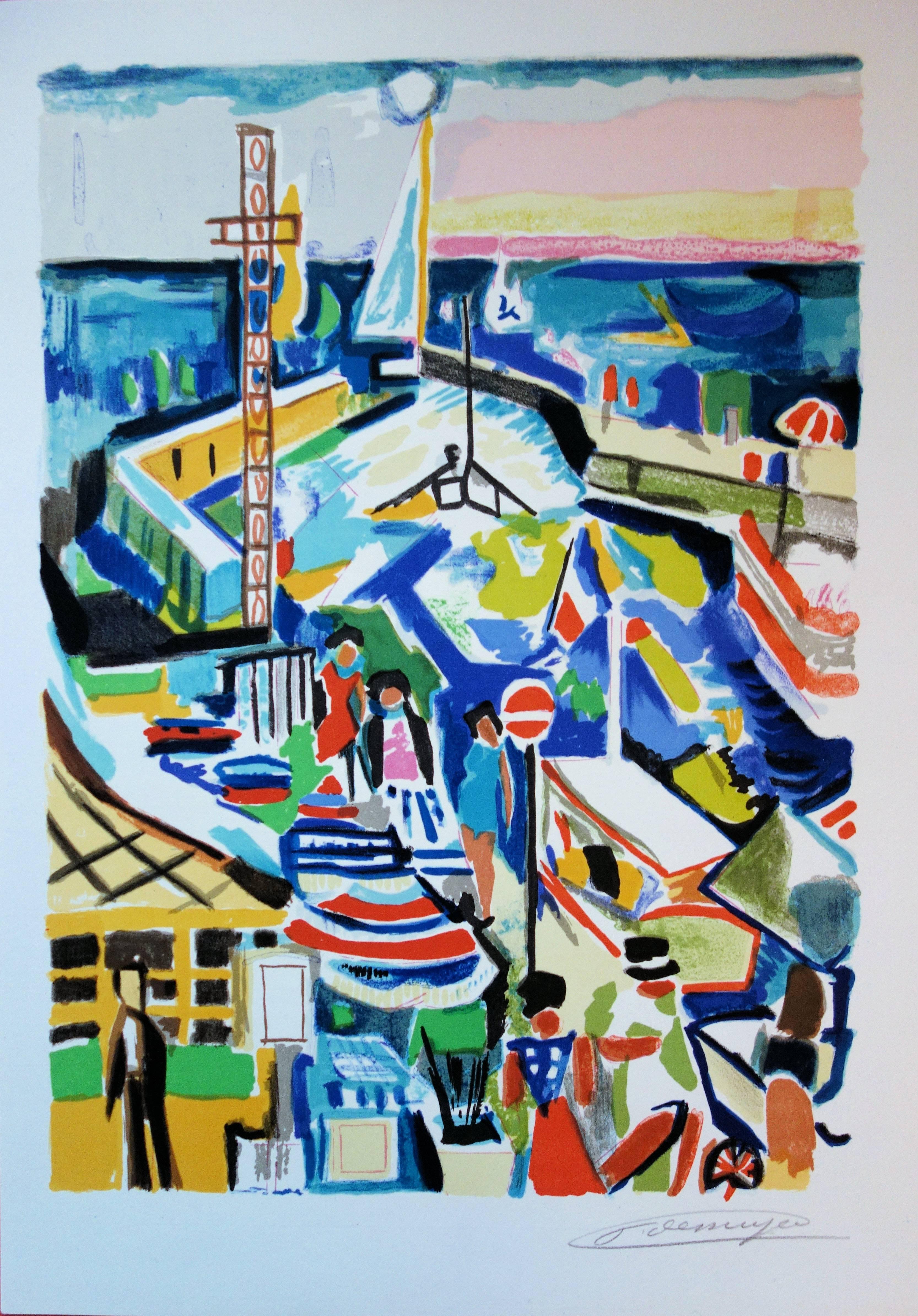 François Desnoyer - National Day in the Harbour - Original handsigned ...