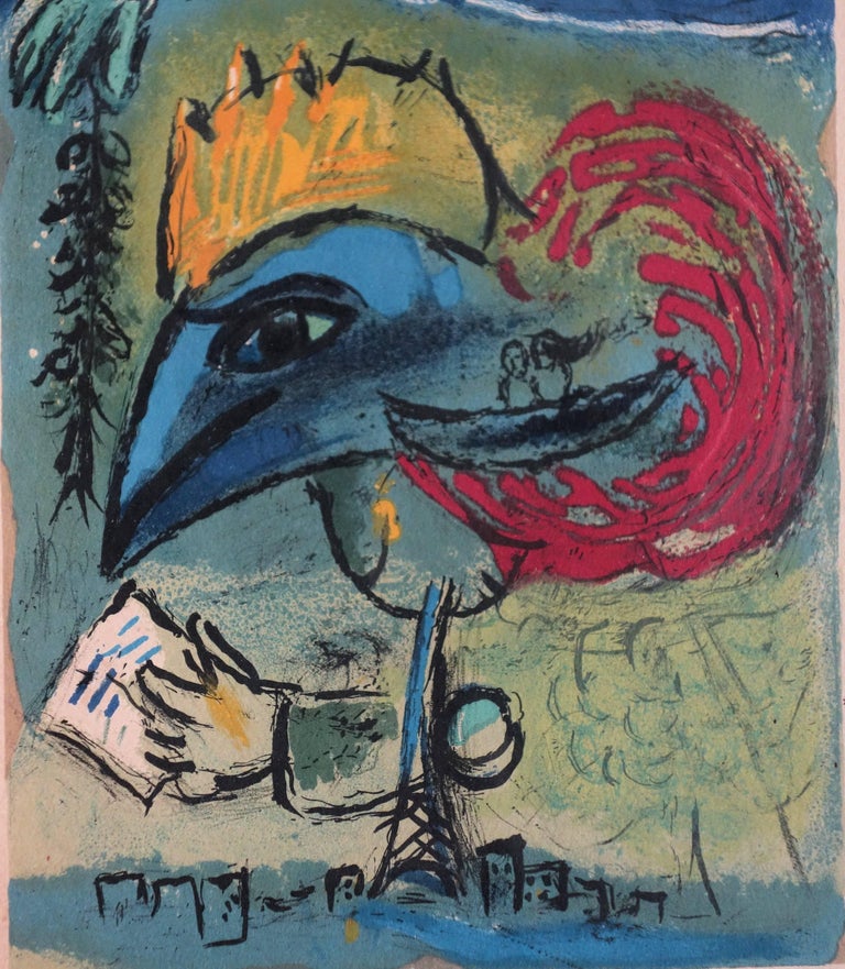 (after) Marc Chagall - Rooster with the Eiffel Tower - Lithograph - 400 ...