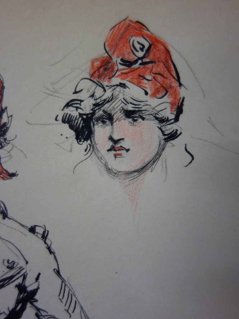 Georges Conrad - French Marianne and Uncle Sam - Ink drawing - circa ...