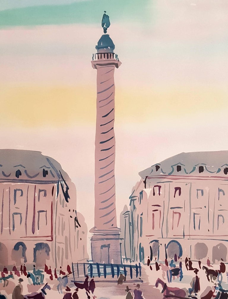 Emmanuel Bellini - PARIS - Place Vendôme - Original Lithograph ...