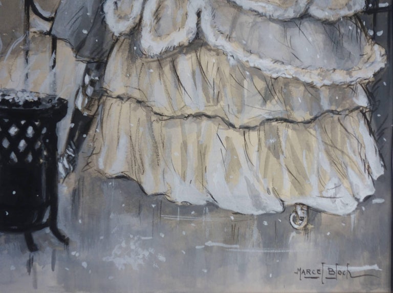 Marcel Bloch - Elegant Lovers at the Rink - Original handsigned ...