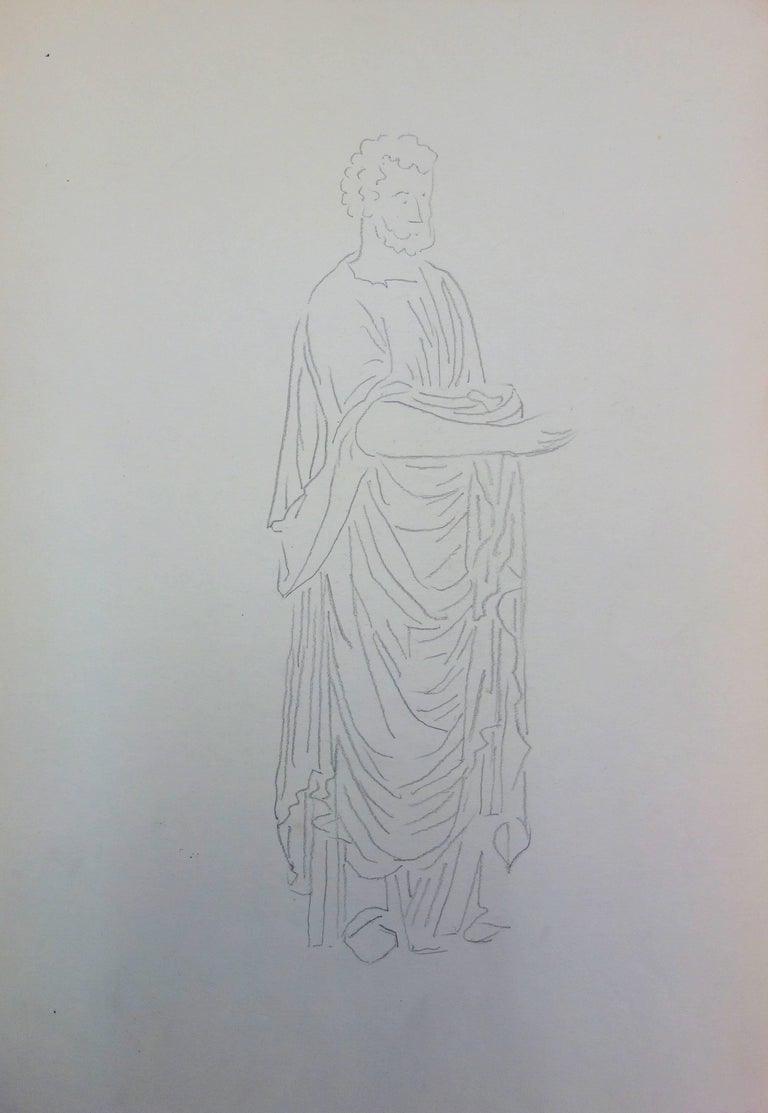 Suzanne Lalique - Roman man : Antique Greek costume - Original Pencil ...