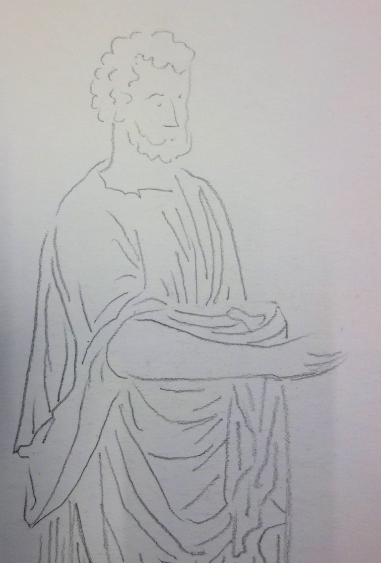 Suzanne Lalique - Roman man : Antique Greek costume - Original Pencil ...