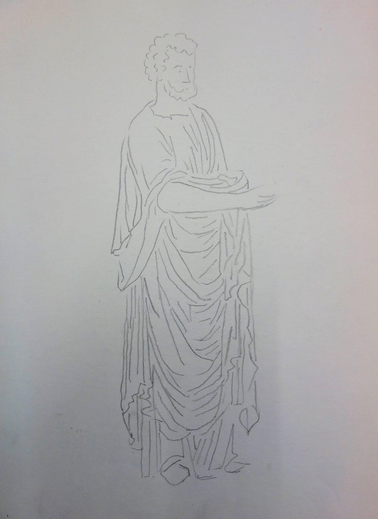 Suzanne Lalique - Roman man : Antique Greek costume - Original Pencil ...