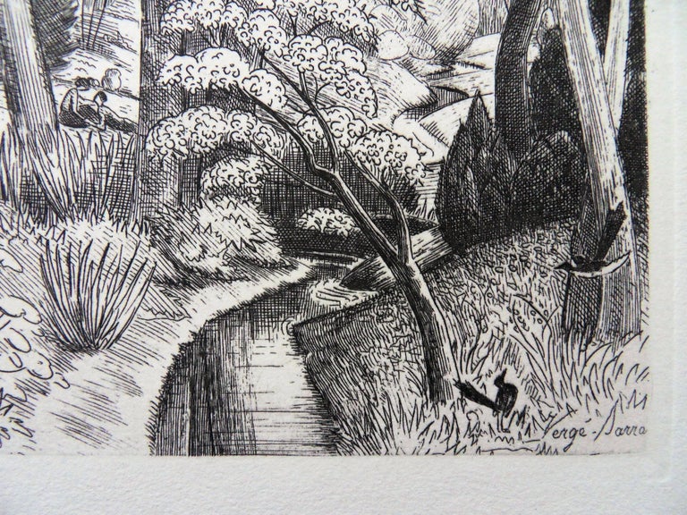 André Jacquemin - Magpie Near a River - Original etching, 1943 For Sale ...