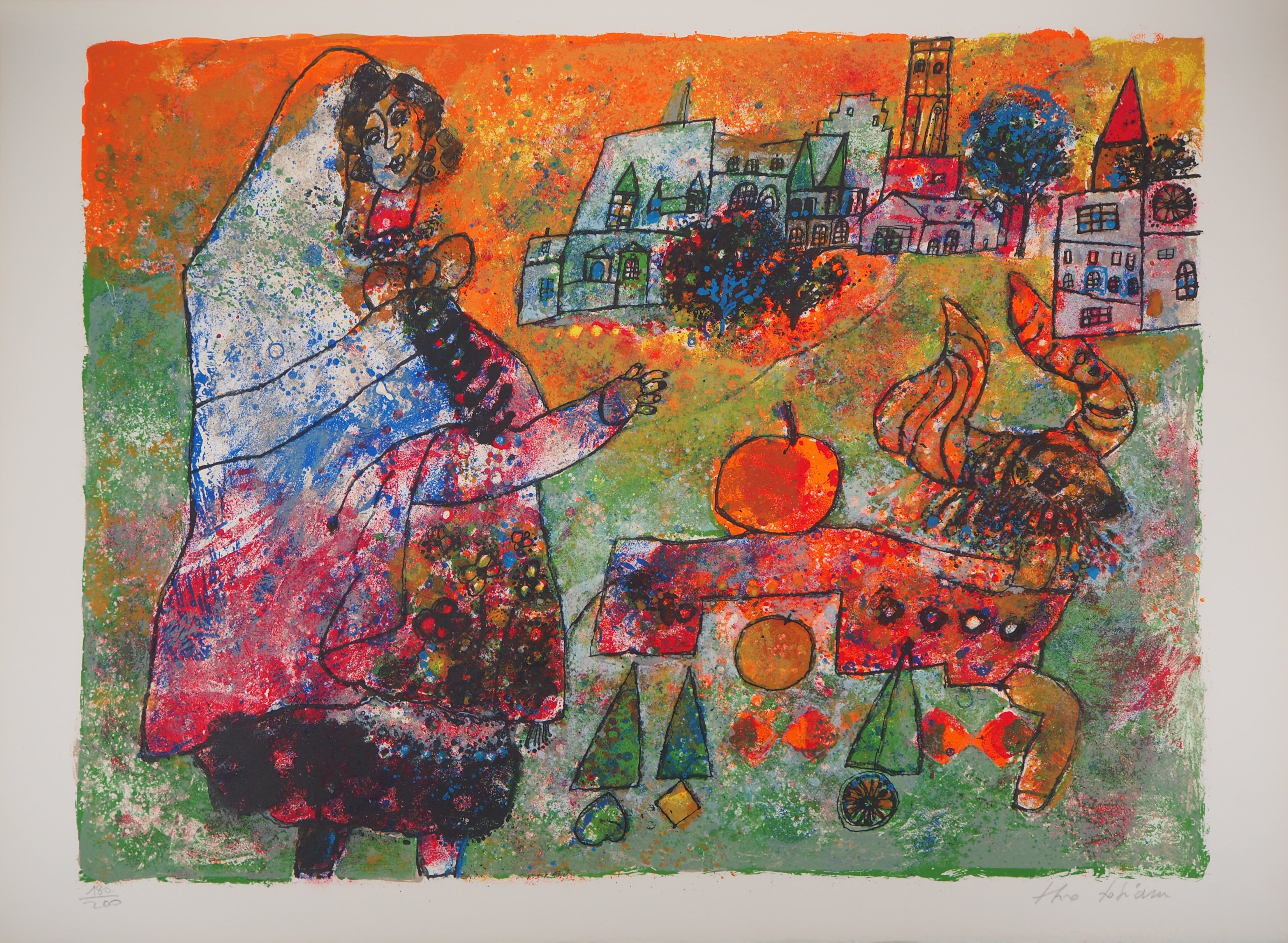 Théo Tobiasse - Two Women Figures Signed Litho For Sale at 1stDibs