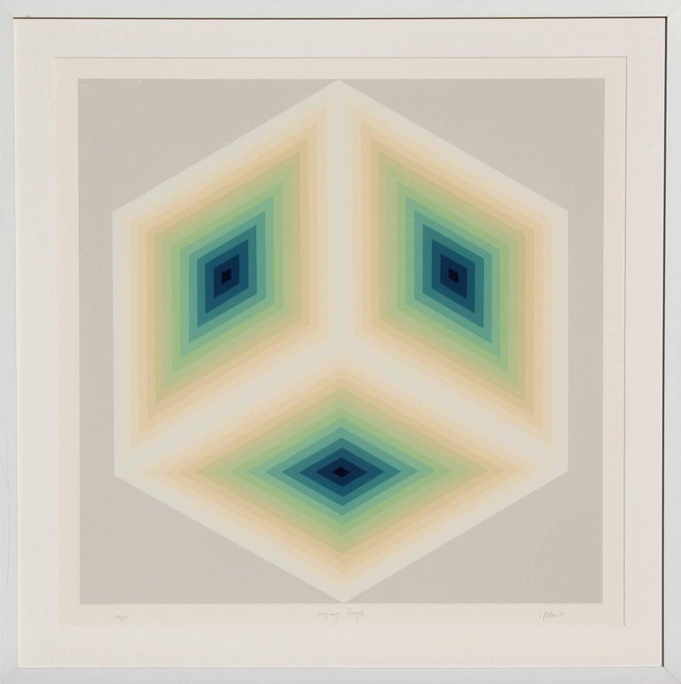 Jurgen Peters - Imaginary Triangle, Framed OP Art Silkscreen by Jurgen ...