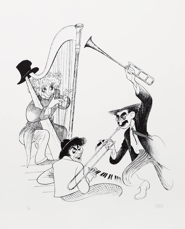 Albert Al Hirschfeld - The Marx Brothers Musicale, Print For Sale at ...