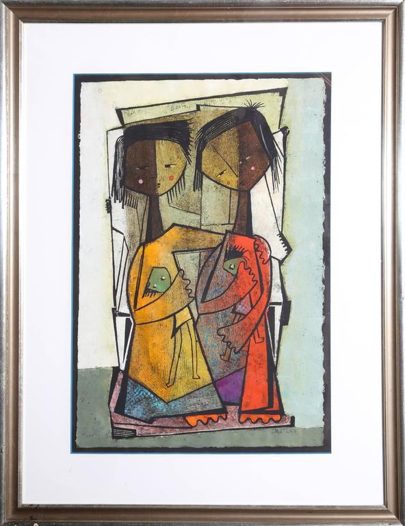 Angel Botello - Dos Chicas con Muñecas at 1stDibs