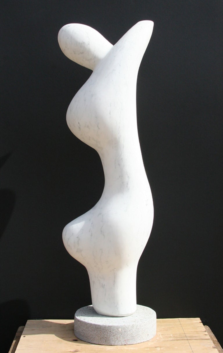 Mario DeNoto - Abstract Figure, Unique White Marble Sculpture by Mario ...