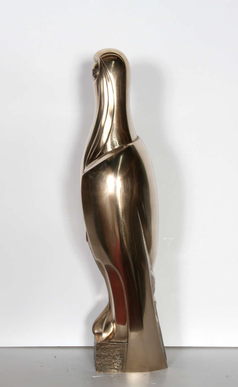 Unknown - Art Deco Polished Bronze Falcon Sculpture at 1stDibs