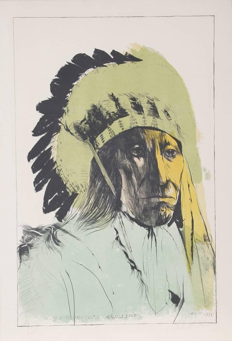 Leonard Baskin - Chief American Horse - Oglalla Sioux, Lithograph by ...