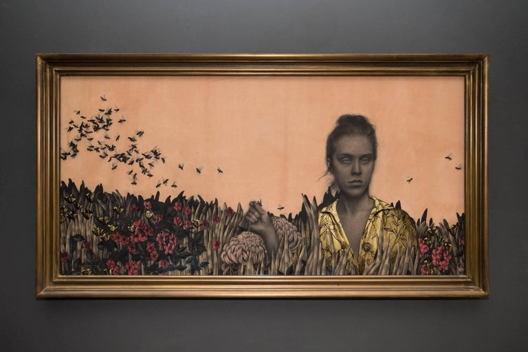 Alessandra Maria - "Self-Portrait I" Contemporary Drawing with Gold ...