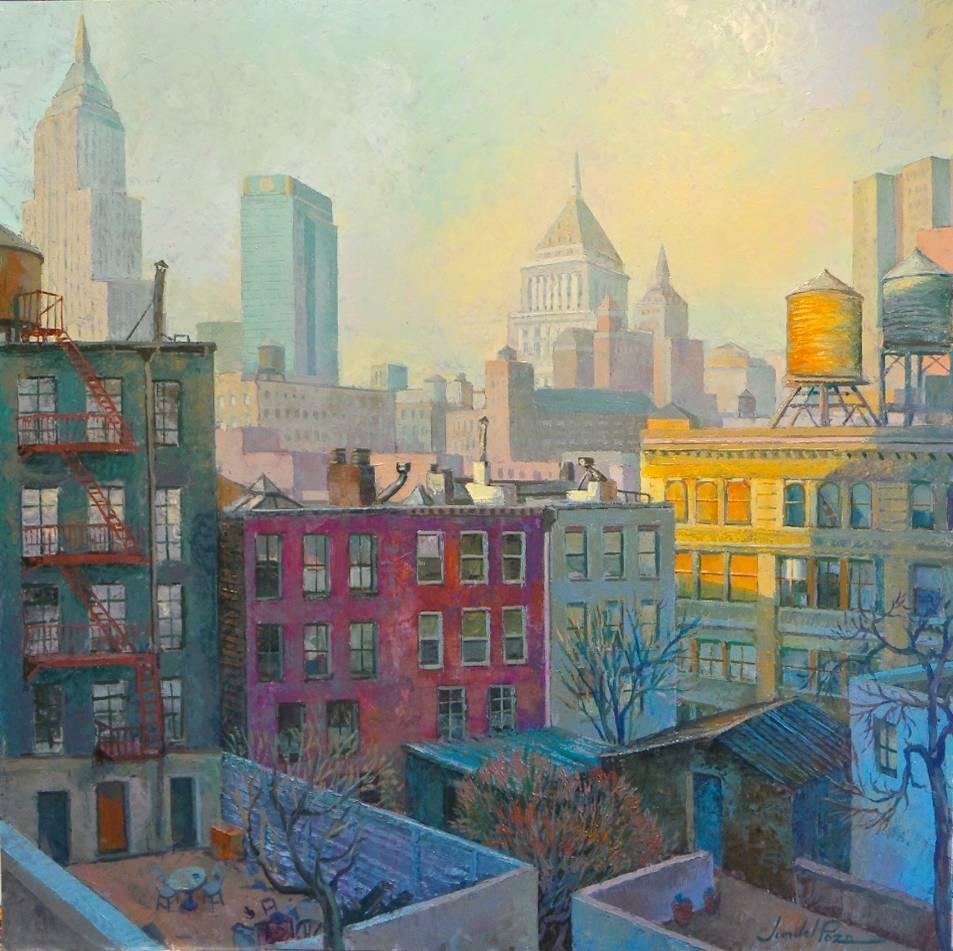 Juan del Pozo - Soho, New York landscape oil painting at 1stDibs