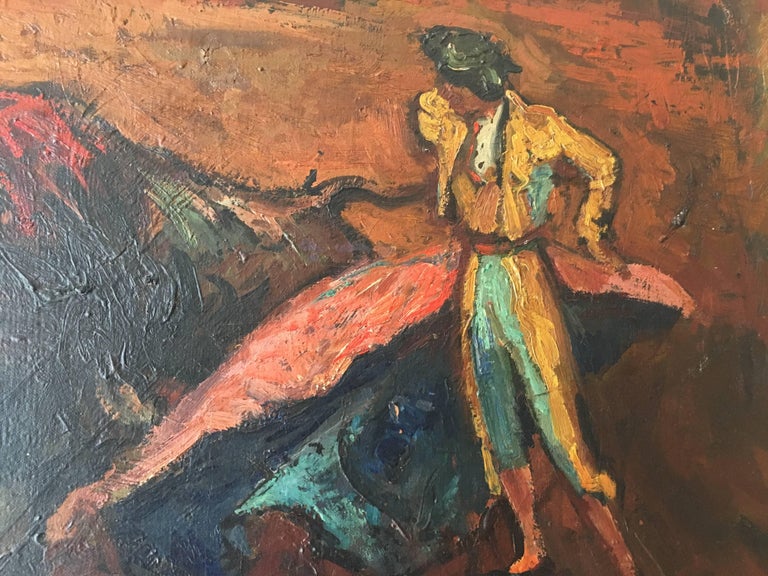 Pere Créixams Picó - " TORO Y TORERO" original impressionist acrylic ...
