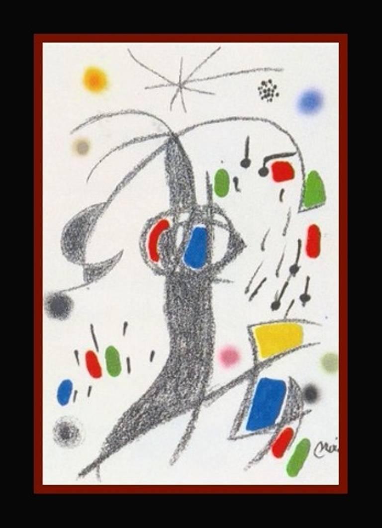 Joan Miró - Joan Miro. Original single piece mixed technique painting ...