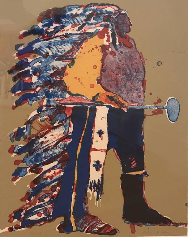 Fritz Scholder - Indian Portrait with Tomahawk State I #32/75 at ...