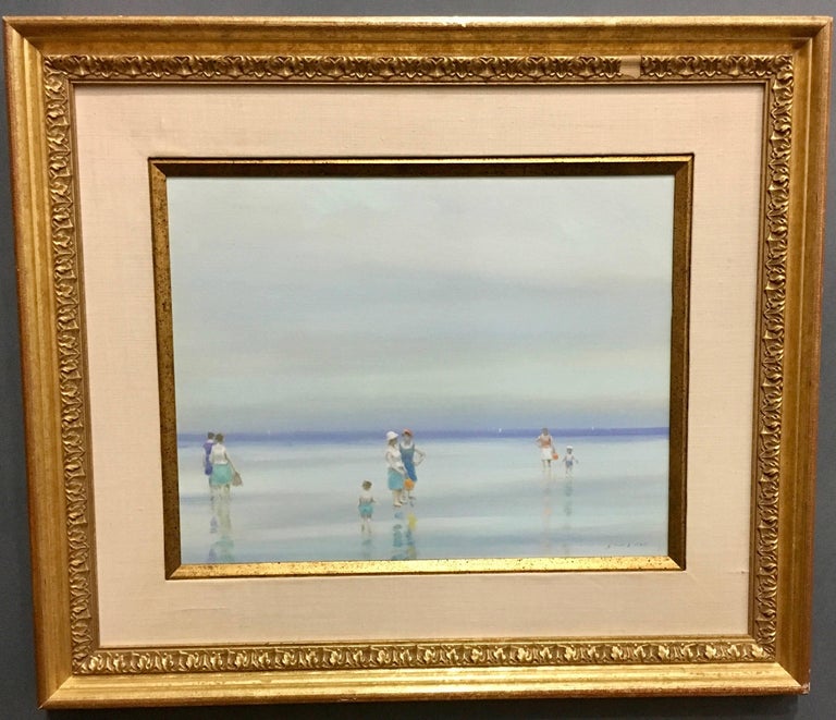 André Gisson - American or French beach scene with figures at the ...