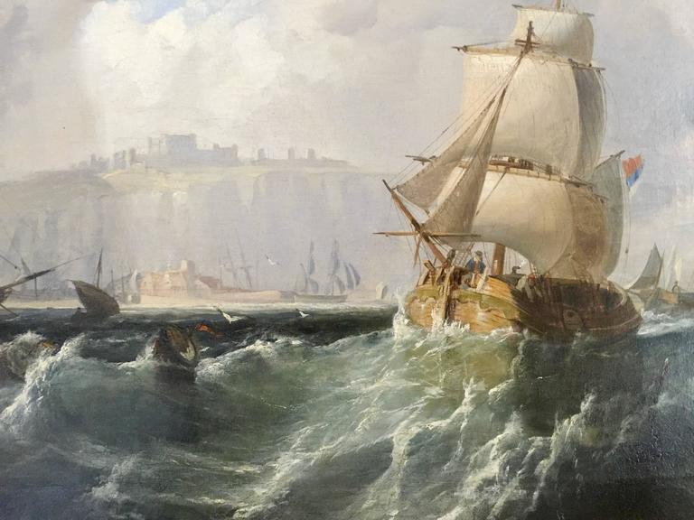 John Wilson Ewbank - Scottish shipping scene with rough seas off a ...