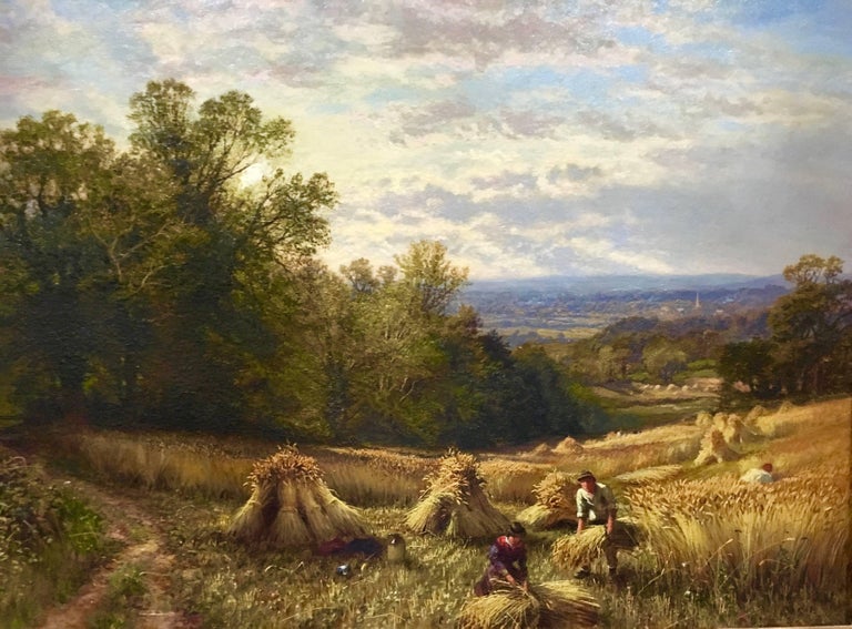 Alfred Augustus Glendening Senior - English Harvest scene with corn ...