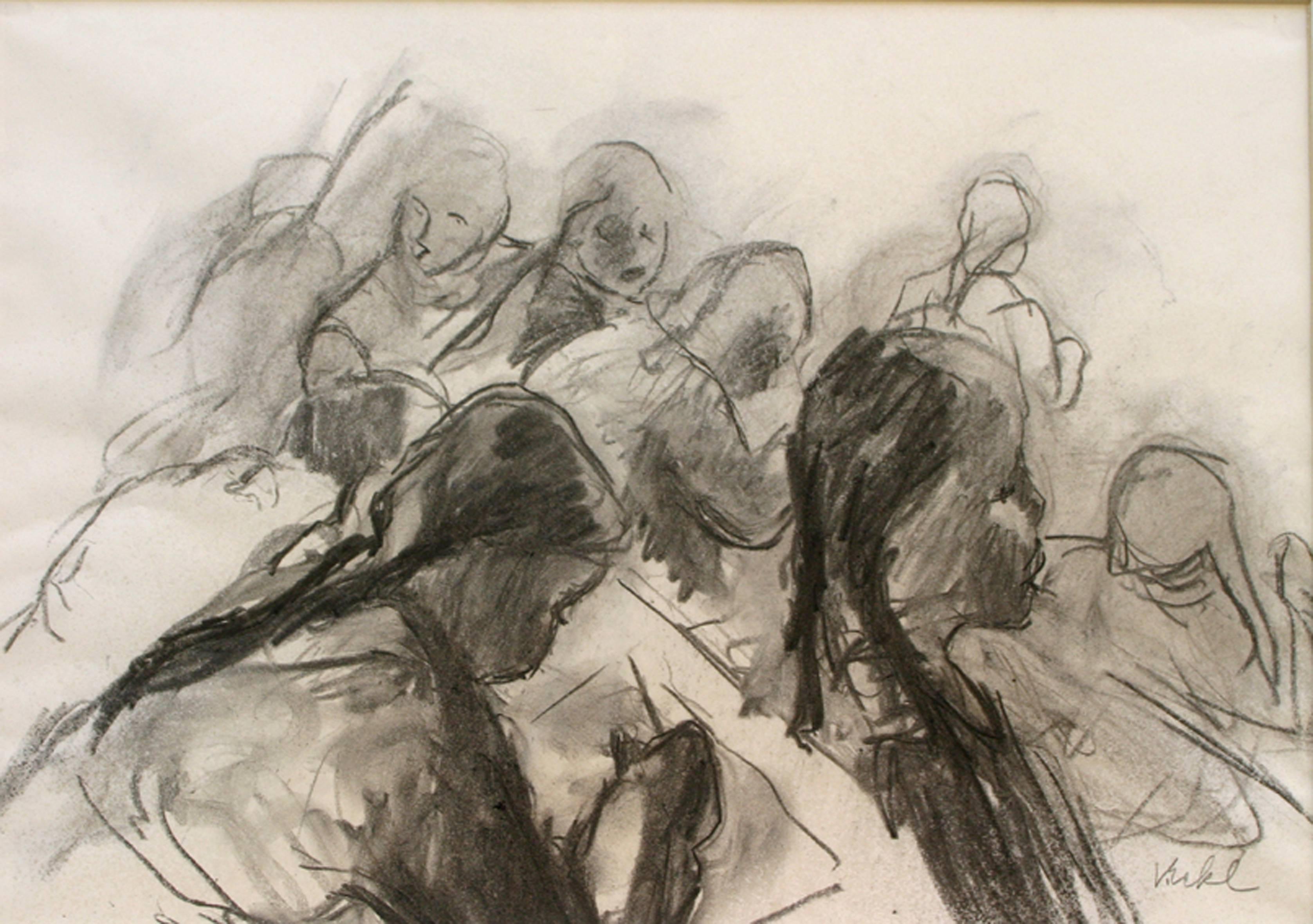 Vilma Eckl - School Class - Charcoal Drawing, Neo-Expressionism ...